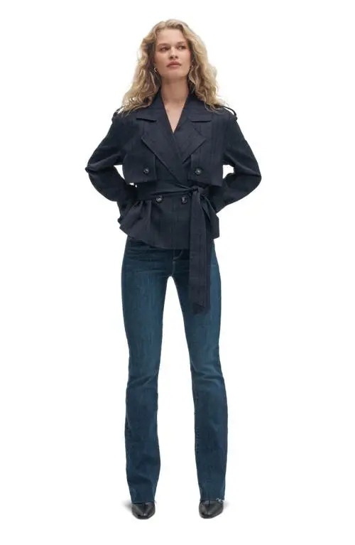 FAVORITE DAUGHTER The Cropped Charles Plaid Trench Coat - Midnight Plaid