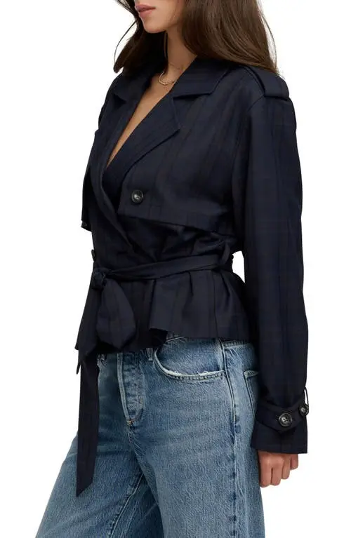 FAVORITE DAUGHTER The Cropped Charles Plaid Trench Coat - Midnight Plaid