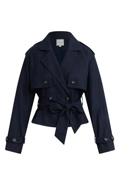 FAVORITE DAUGHTER The Cropped Charles Plaid Trench Coat - Midnight Plaid