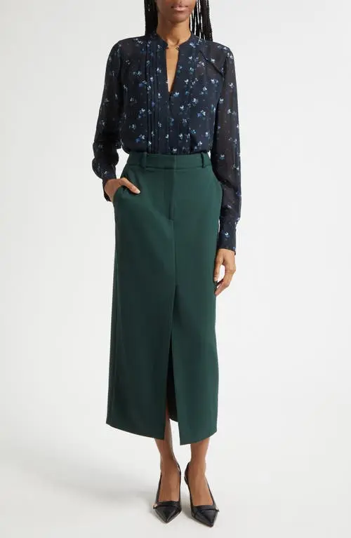 Veronica Beard Rennon Floral Pleat Detail Top
