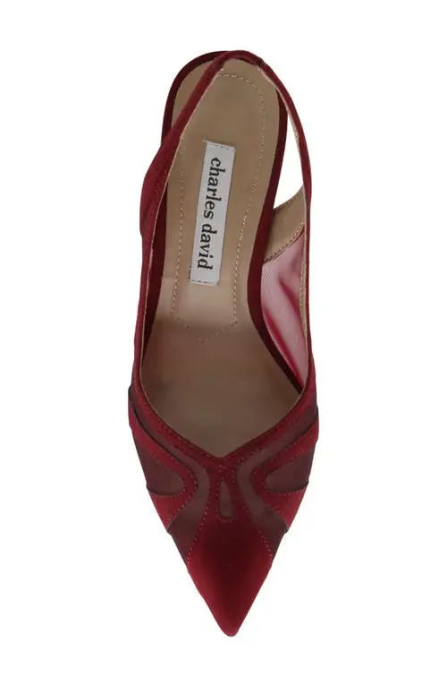 CHARLES DAVID Global Slingback Pointed Toe Pump - Ruby