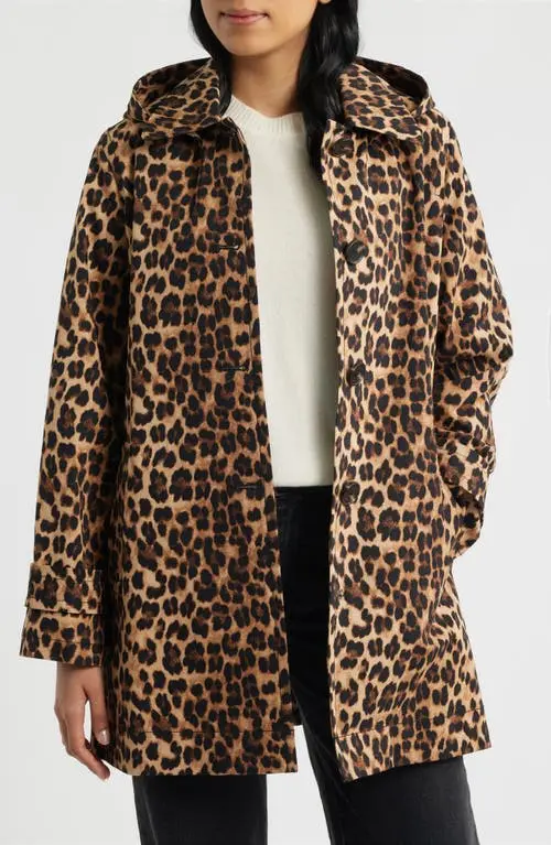 Sam Edelman Hooded Raincoat - Leopard