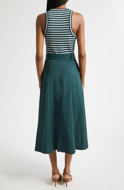 Veronica Beard Jordyn Mixed Media Stretch Cotton Midi Dress