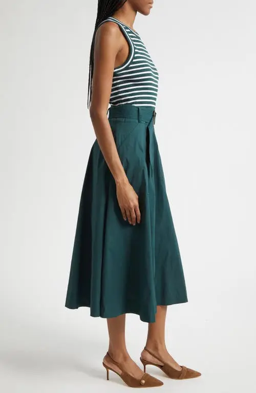 Veronica Beard Jordyn Mixed Media Stretch Cotton Midi Dress