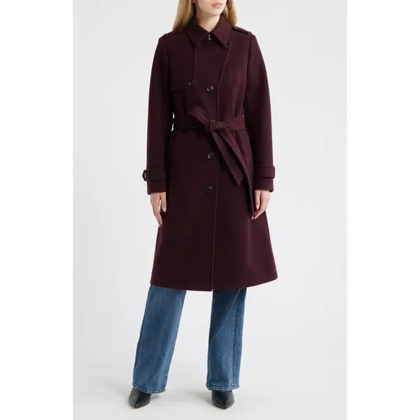 Bcbgmaxazria Belted Trench Coat - Maroon