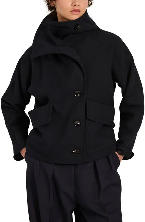 Bernardo Funnel Neck Coat - Navy
