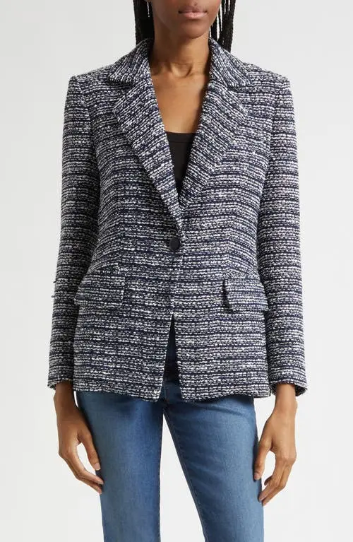 Veronica Beard Healy Tweed Dickey Jacket - Navy Multi