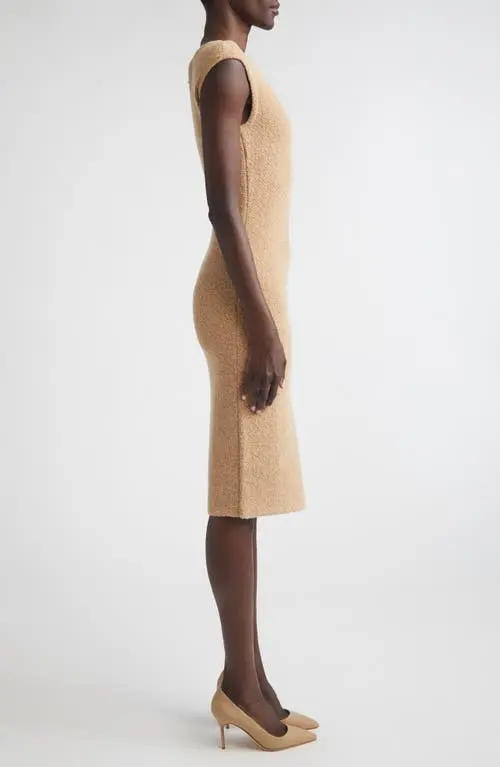St. John Cotton & Wool Blend Herringbone Tweed Sweater Dress