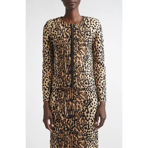 St. John Leopard Jacquard Knit Jacket