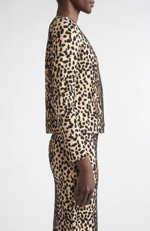 St. John Leopard Jacquard Knit Jacket