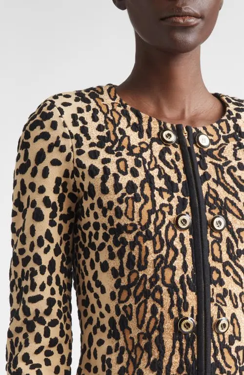 St. John Leopard Jacquard Knit Jacket
