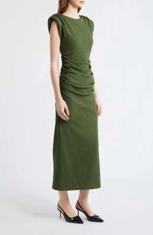 Vince Camuto Cap Sleeve Textured Knit Midi Dress - Loden