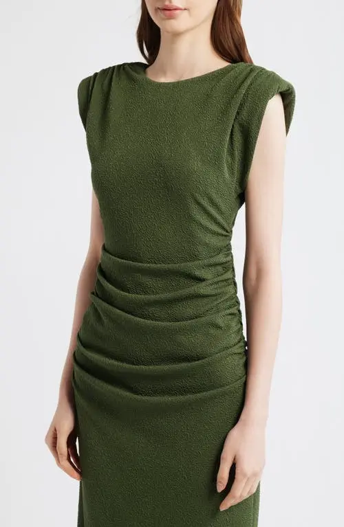 Vince Camuto Cap Sleeve Textured Knit Midi Dress - Loden