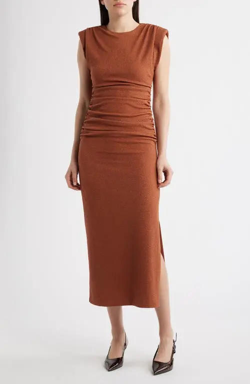 Vince Camuto Cap Sleeve Textured Knit Midi Dress - Rust