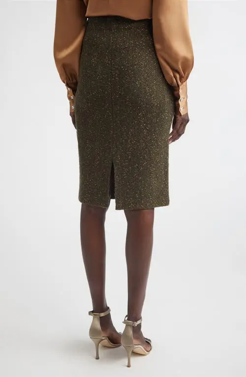 St. John Donegal Cotton & Wool Blend Knit Pencil Skirt