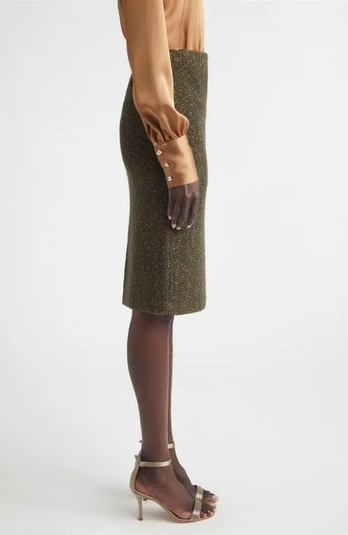 St. John Donegal Cotton & Wool Blend Knit Pencil Skirt