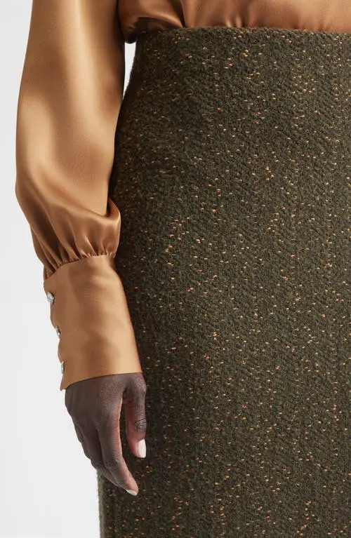 St. John Donegal Cotton & Wool Blend Knit Pencil Skirt