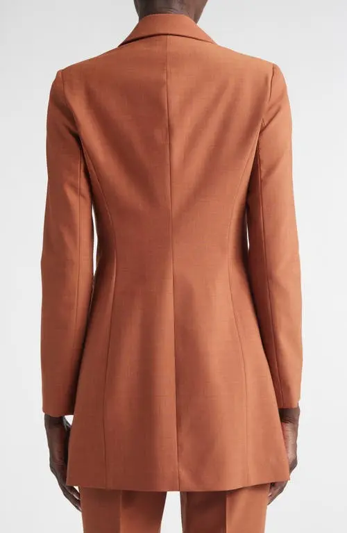 St. John Long Wool Blend Stretch Mélange Jacket