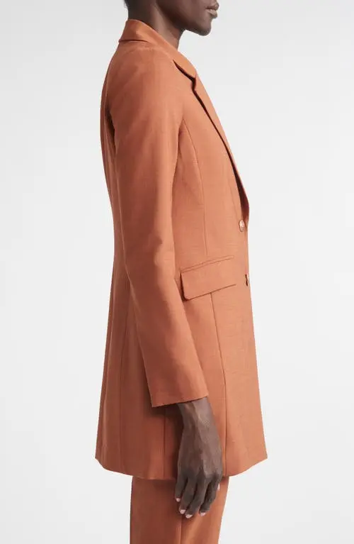 St. John Long Wool Blend Stretch Mélange Jacket