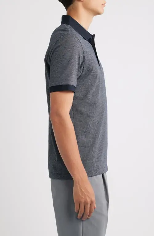 Theory Geometric Jacquard Cotton Polo - Baltic