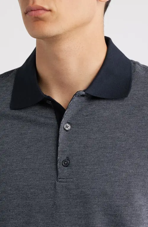 Theory Geometric Jacquard Cotton Polo - Baltic