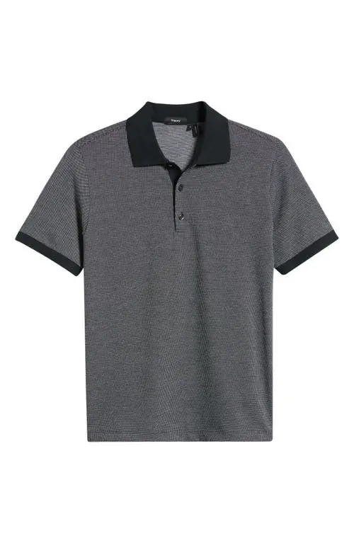 Theory Geometric Jacquard Cotton Polo - Baltic