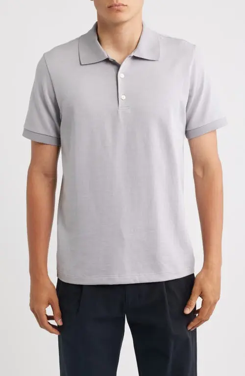 Theory Geometric Jacquard Cotton Polo - Fog