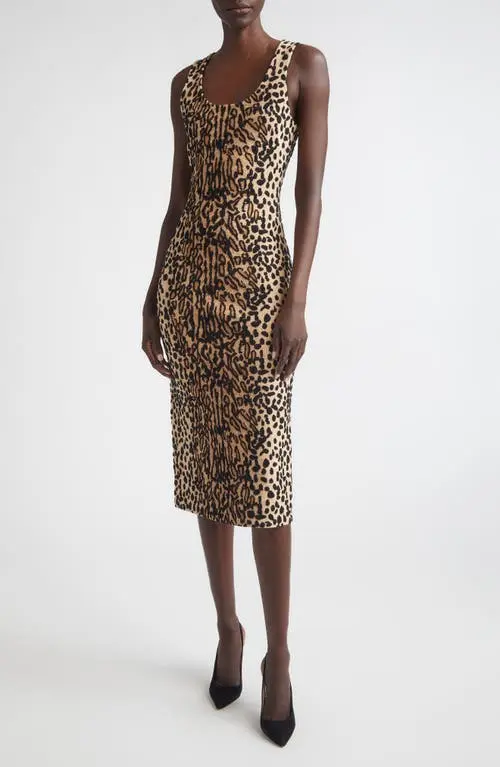 St. John Leopard Jacquard Knit Dress