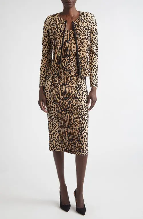 St. John Leopard Jacquard Knit Dress