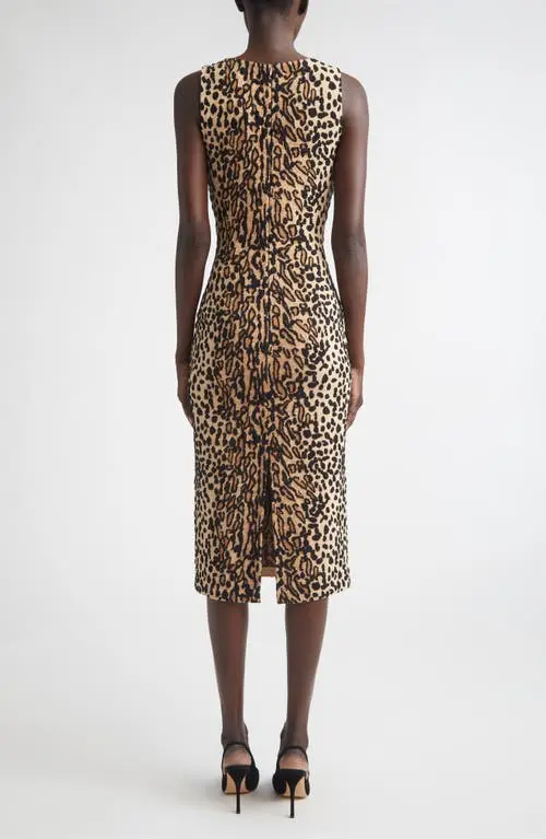 St. John Leopard Jacquard Knit Dress