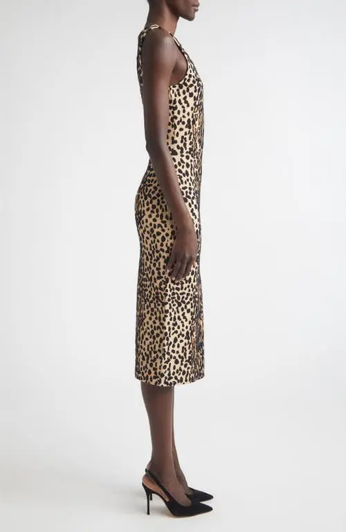 St. John Leopard Jacquard Knit Dress