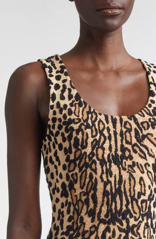 St. John Leopard Jacquard Knit Dress