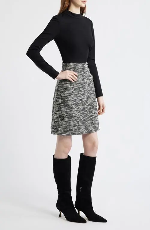 Eliza J Mock Neck Long Sleeve A-line Dress
