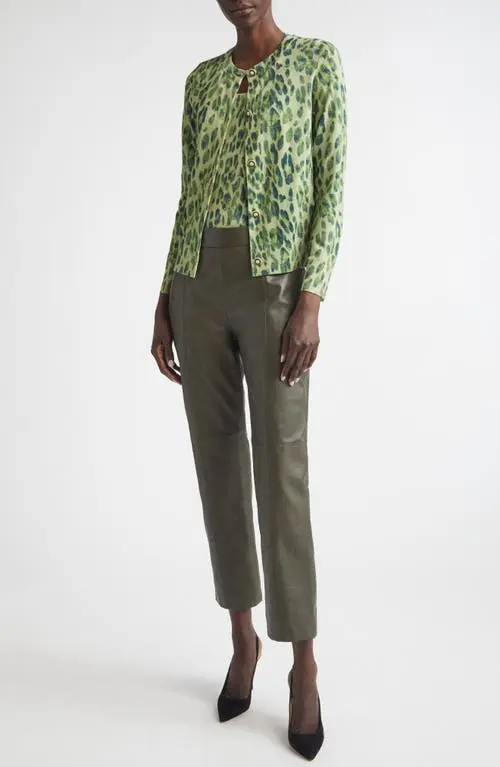St. John Crop Leather Straight Leg Pants