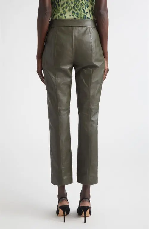 St. John Crop Leather Straight Leg Pants