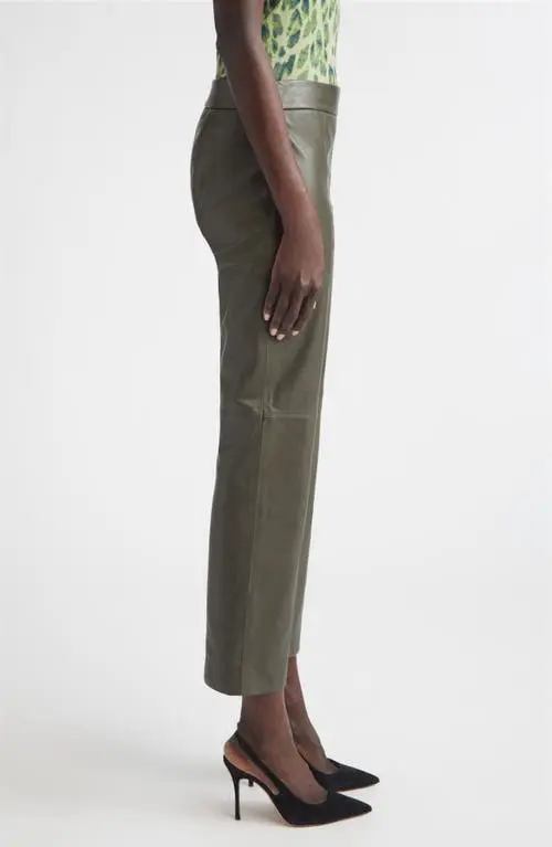 St. John Crop Leather Straight Leg Pants