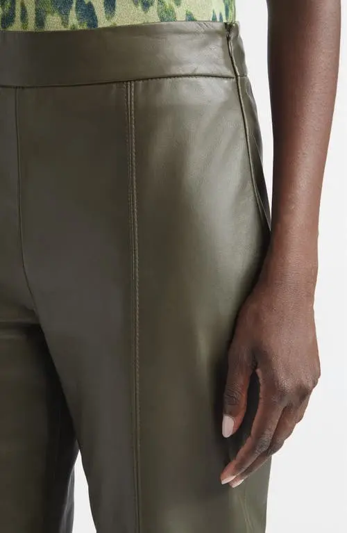 St. John Crop Leather Straight Leg Pants