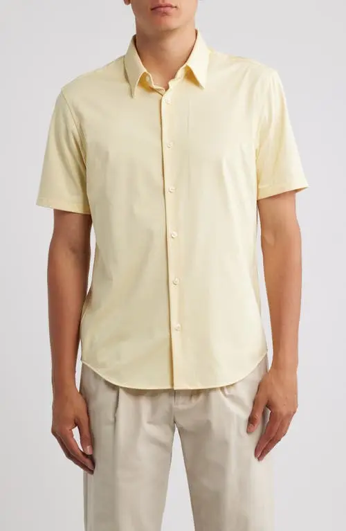 Theory Irving Structure Knit Short Sleeve Button-up Shirt - Sundance