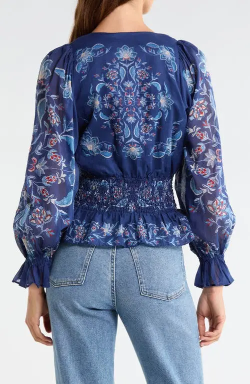 Farm Rio Winter Loom Peasant Top