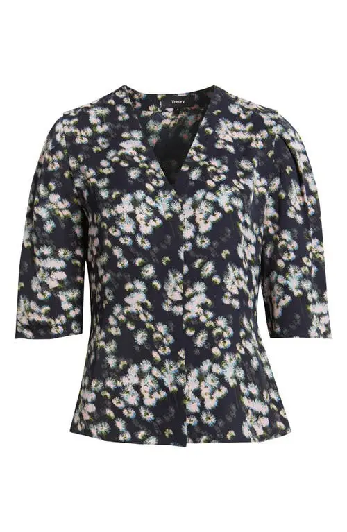Theory Floral Print Button-up Top