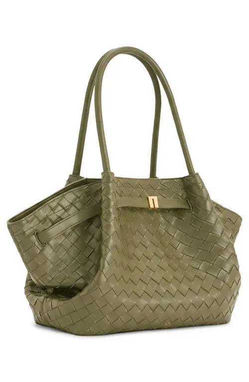 Jw Pei Medium Hana Woven Faux Leather Tote - Olive Green