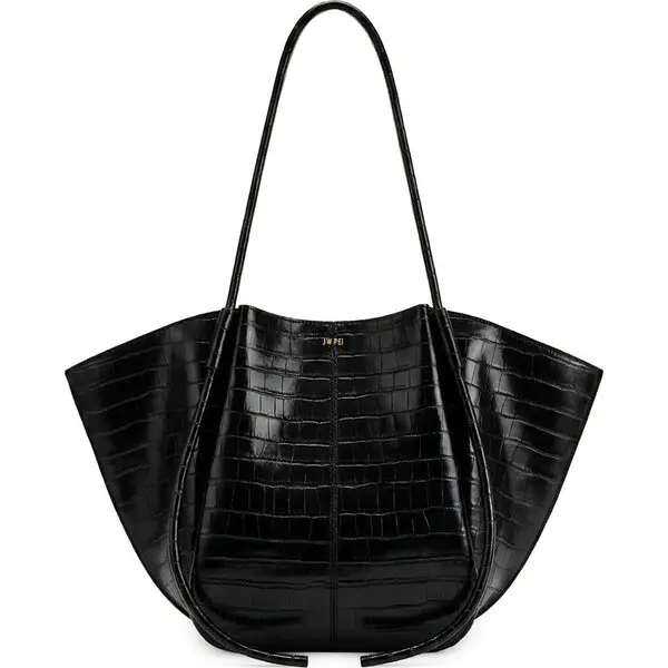 Jw Pei Nala Croc Embossed Faux Leather Wide Tote - Black Croc