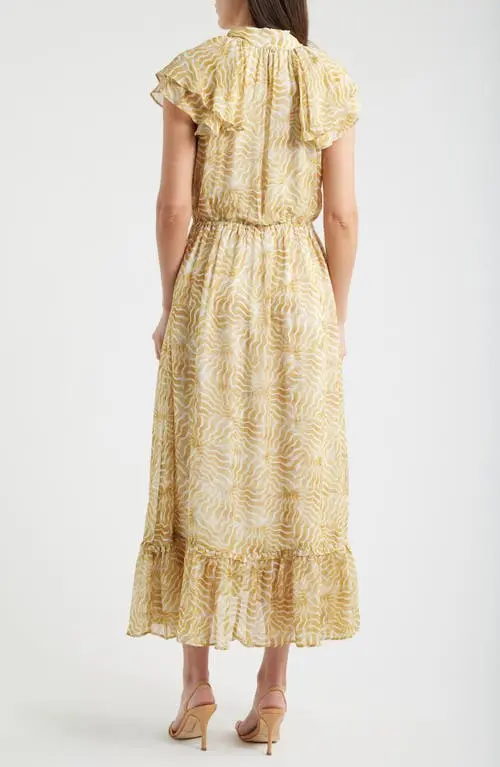 NIC+ZOE Lana Sunrays Tie Neck Tiered Maxi Dress