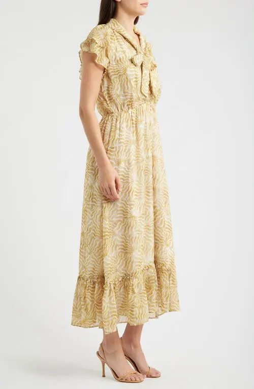 NIC+ZOE Lana Sunrays Tie Neck Tiered Maxi Dress