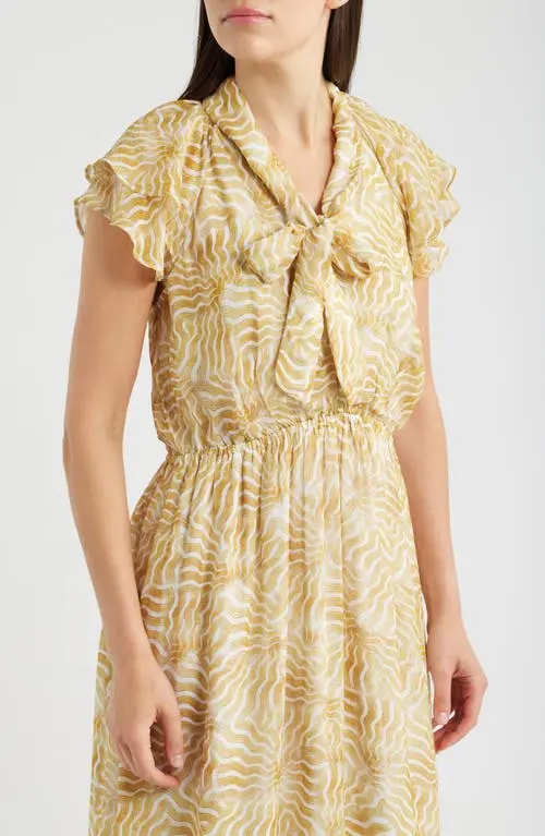 NIC+ZOE Lana Sunrays Tie Neck Tiered Maxi Dress