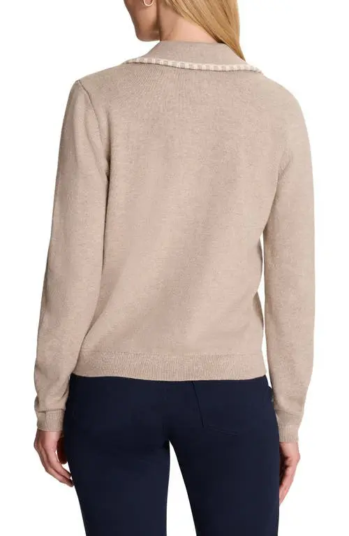 NIC+ZOE Trimmed Polo Sweater