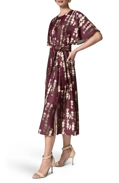 Donna Karan New York Abstract Print Stretch Satin Midi Dress