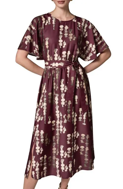 Donna Karan New York Abstract Print Stretch Satin Midi Dress