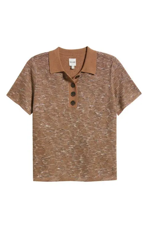NIC+ZOE Swirl Jacquard Polo Sweater - Brown Multi