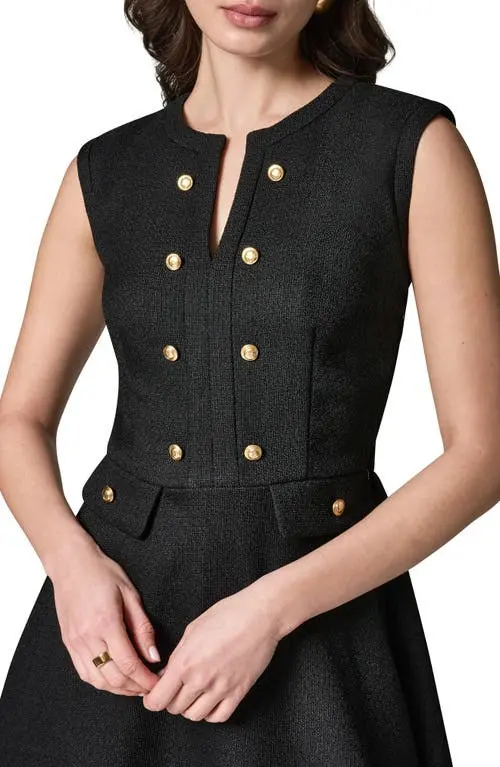 Donna Karan New York Split Neck Fit & Flare Knit Dress